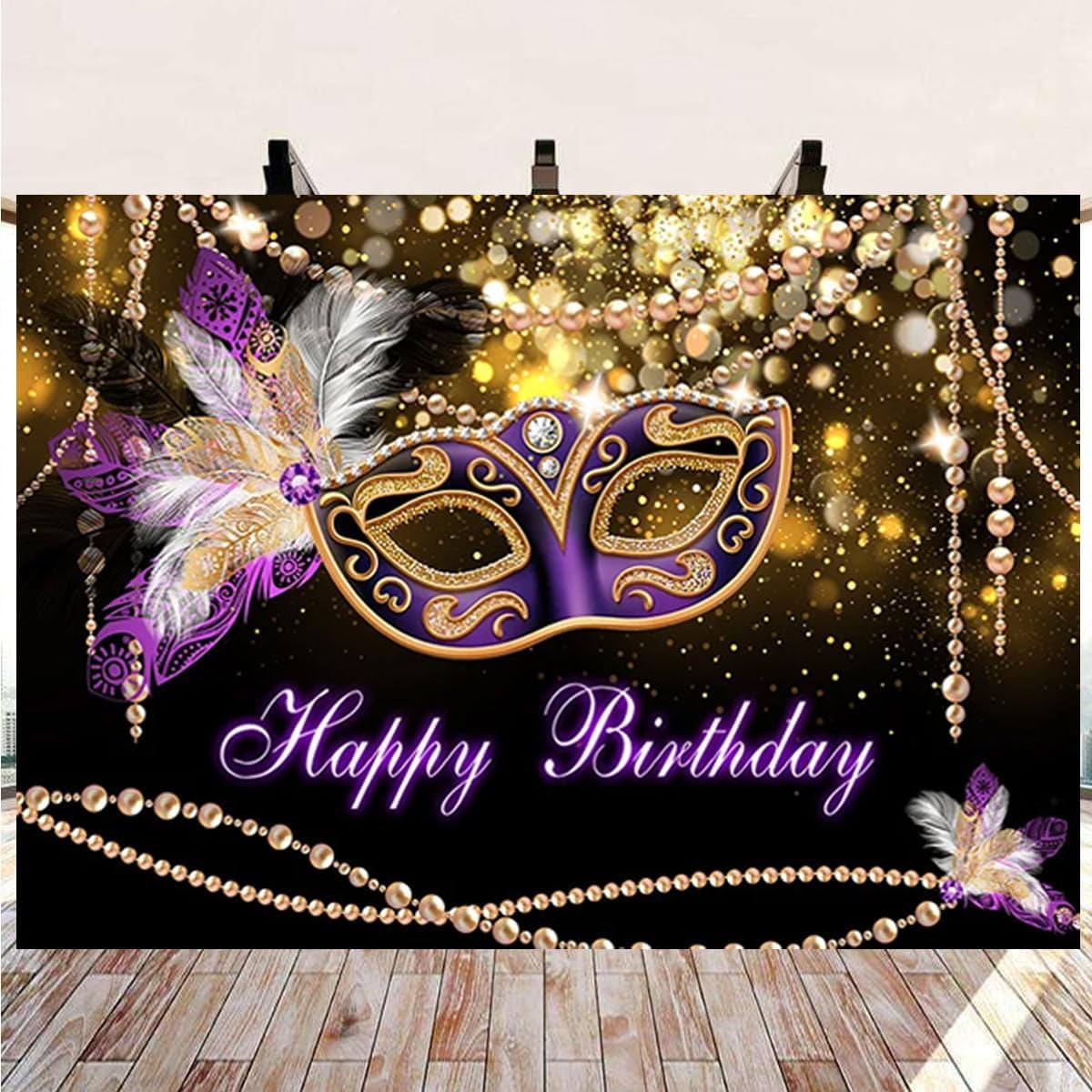 Masquerade Happy Birthday Party Photography Backdrop Fiesta Mardi Gras ...