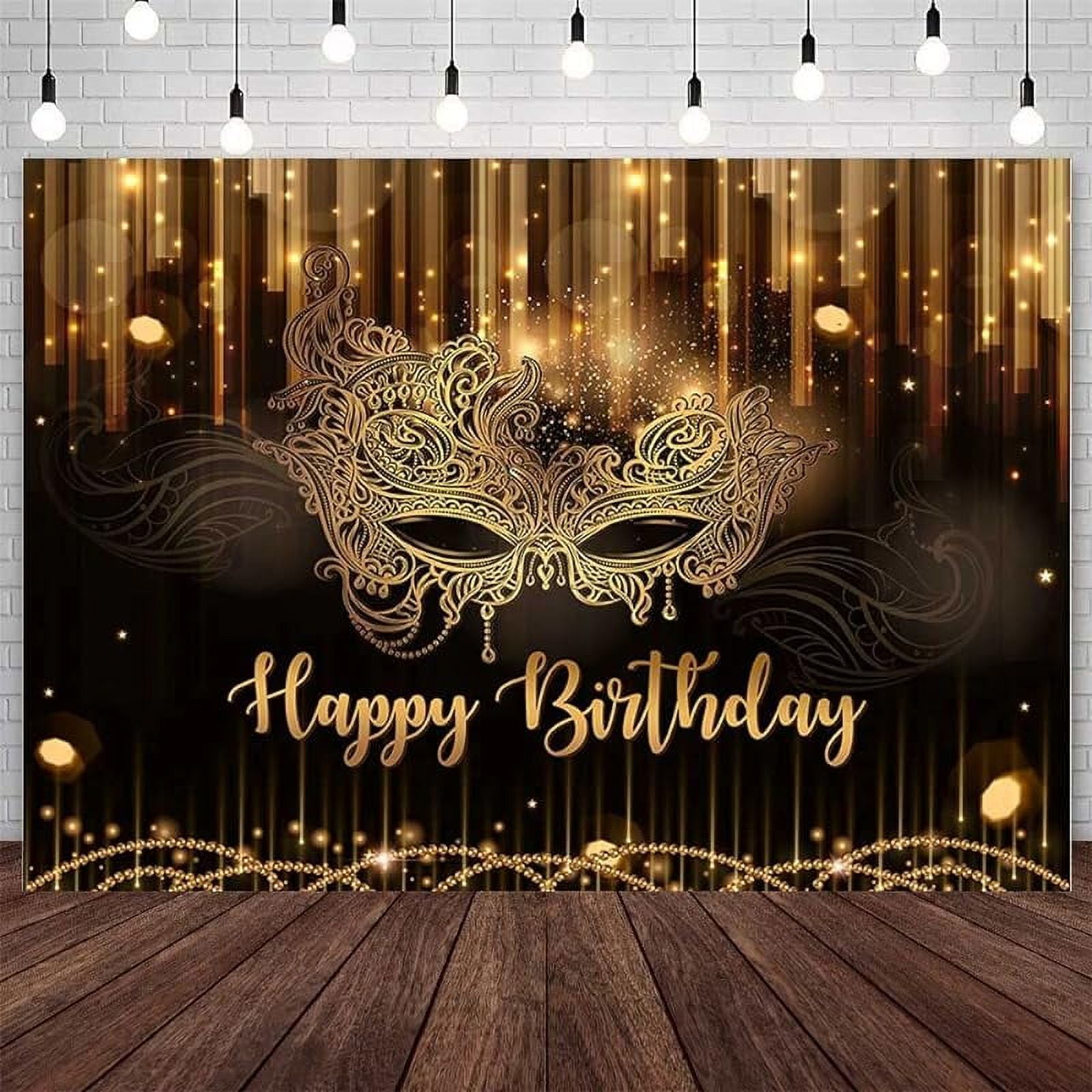 Masquerade Mask Backdrop Happy Birthday Party Decorations Carnival ...
