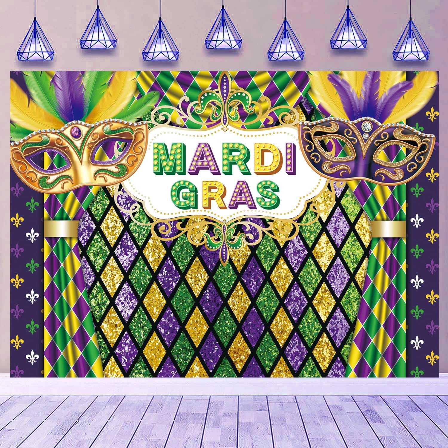 Masquerade Mask Backdrop Mardi Gras Glitter Background Masquerade Ball ...