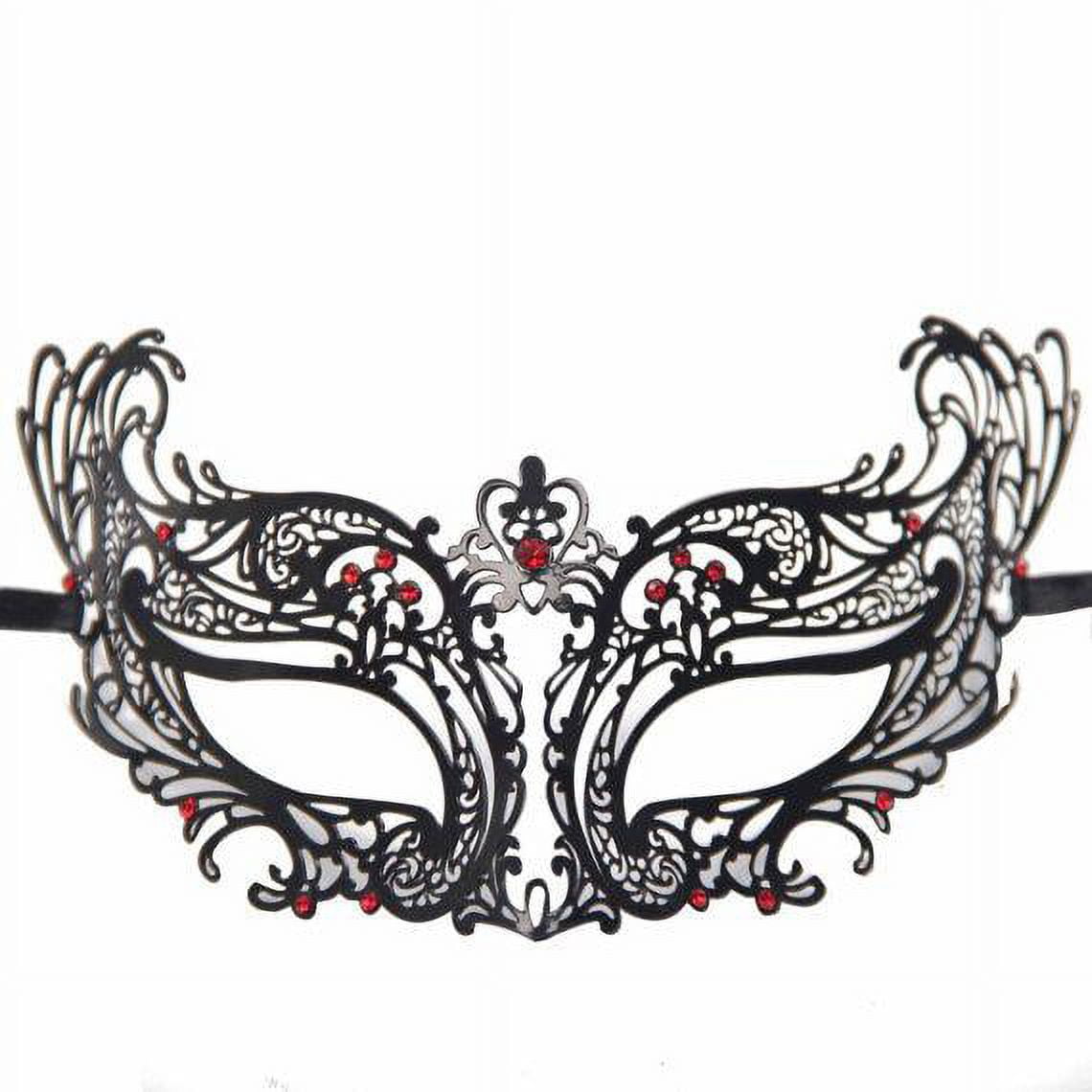 Masquerade Mask Black Metal Mask with Red Diamonds Stunning - Walmart.com