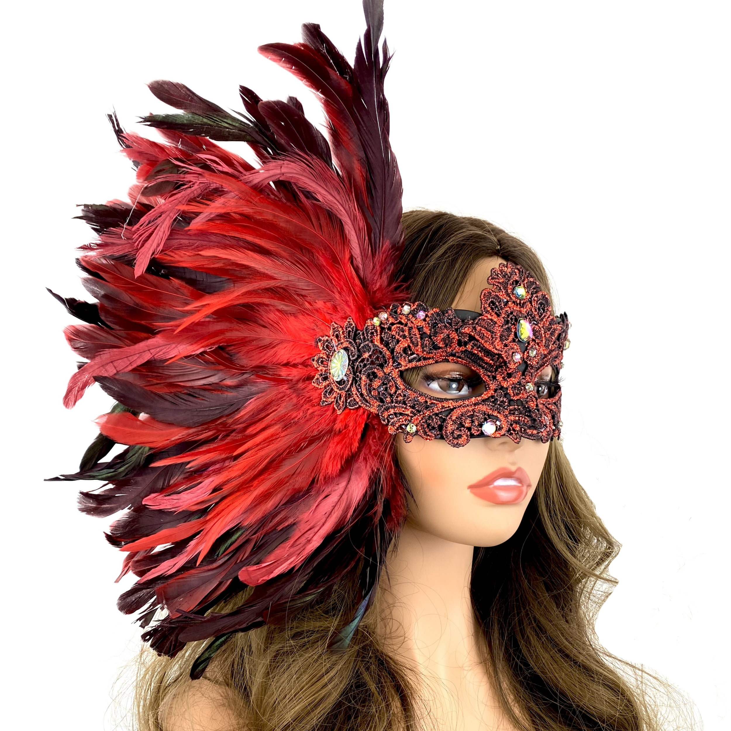 Masquerade Mask Costume Venetian Feather Party Ball Masks For Halloween ...