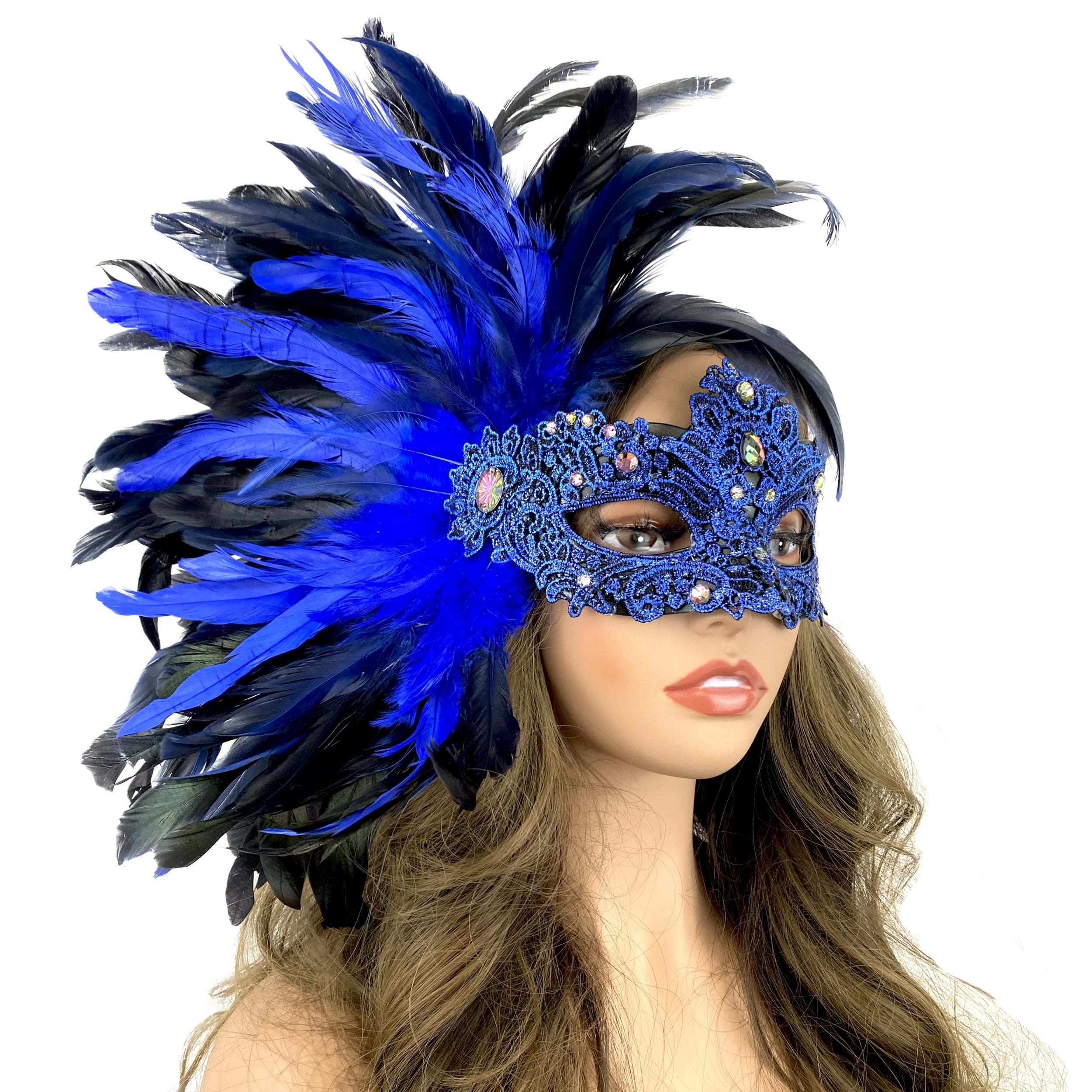 Masquerade Mask Costume Venetian Feather Party Ball Masks For Halloween ...