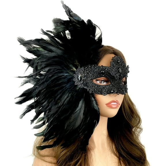 IDALL Mardi Gras Feathers Masquerade Mask for Glasses Masquerade Masks ...