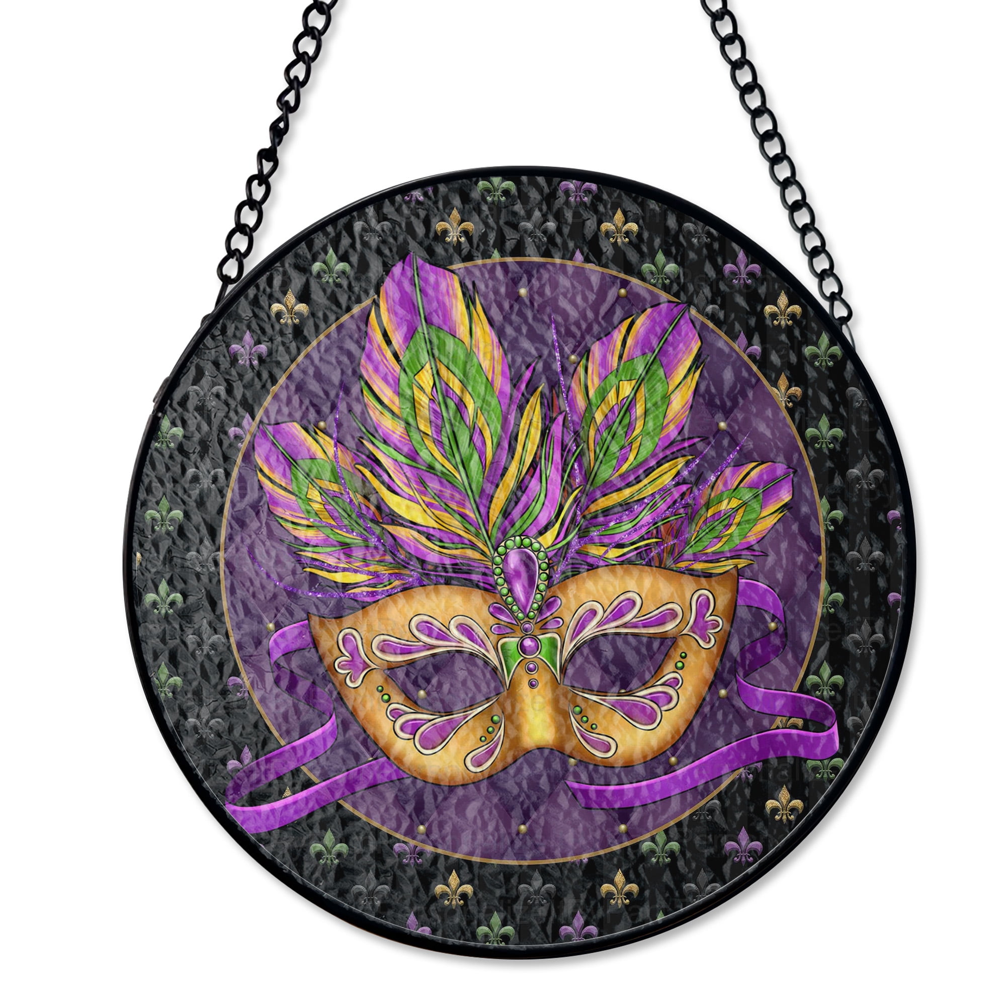 Masquerade Mask Faux Stained Glass Suncatcher Window Hanging Decor ...