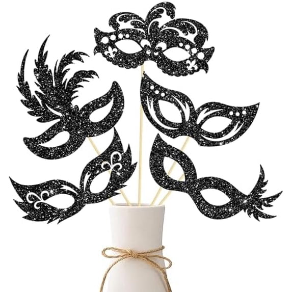 Masquerade Mask Party Centerpiece Sticks 12Pcs Venetian Mask Party ...