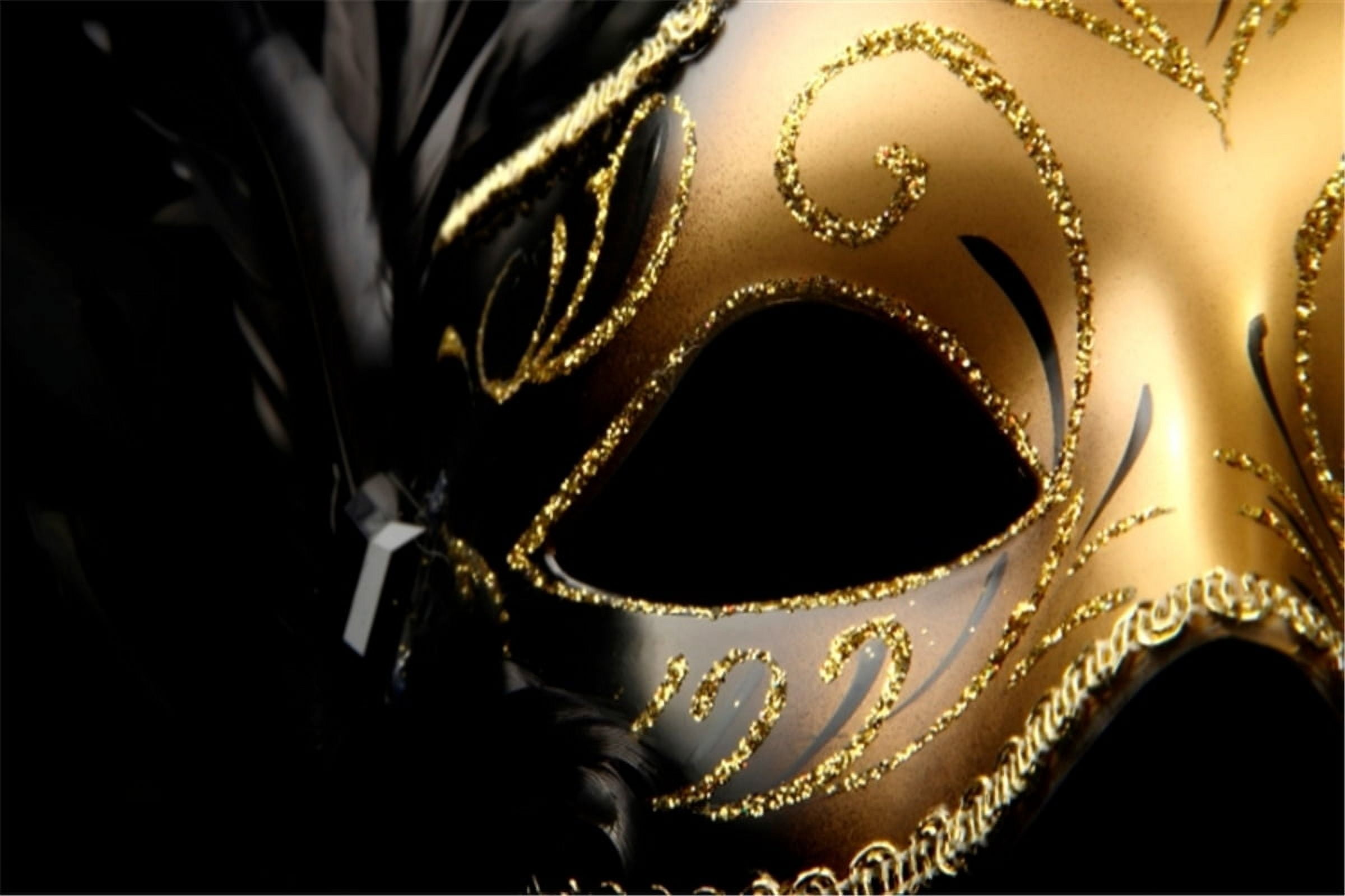 Masquerade Photography Backdrop Golden Mask Dark Retro Pattern Stage ...