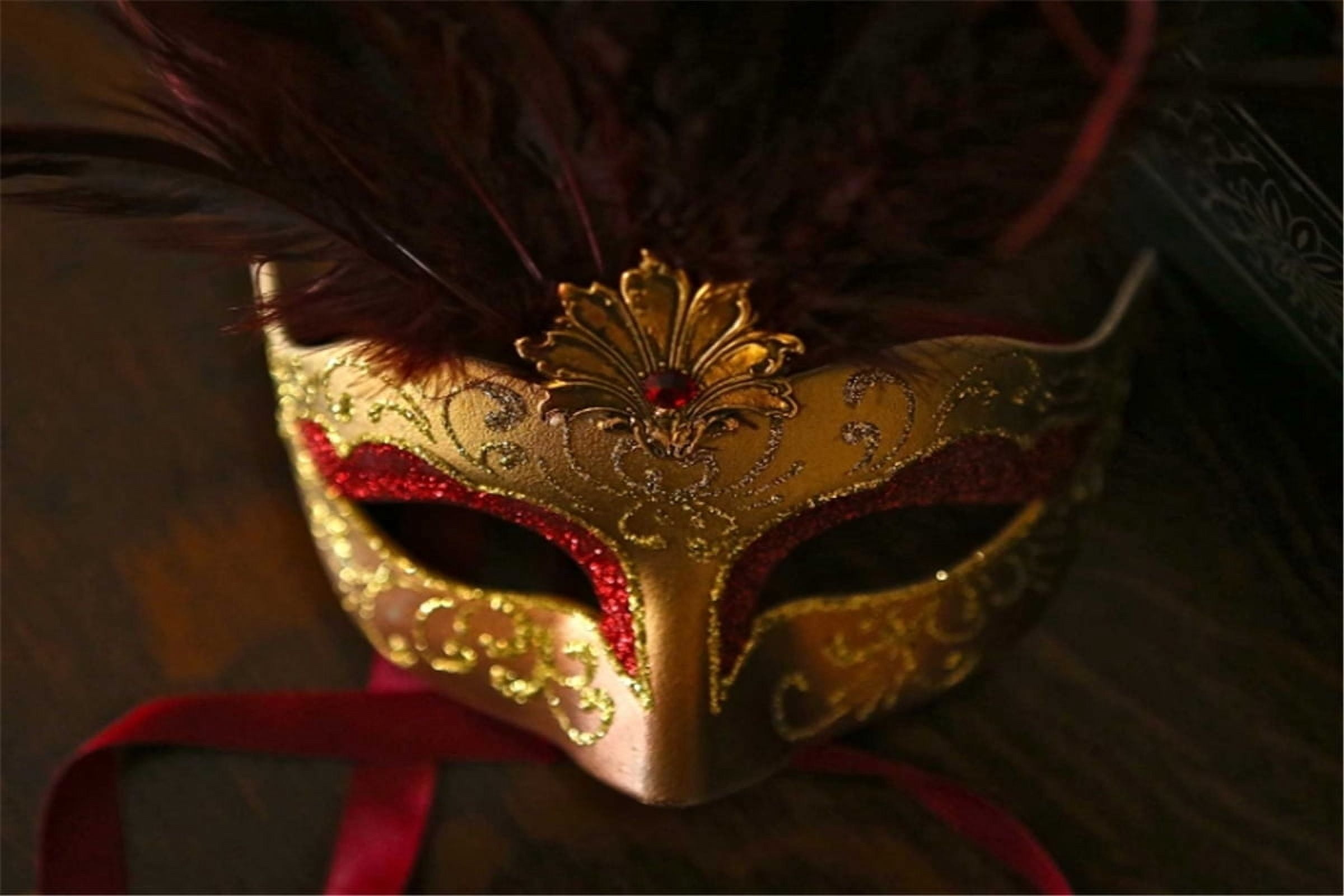 Masquerade Photography Backdrop Golden Mask Dark Retro Pattern Stage ...