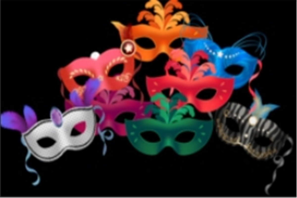 Masquerade Photography Backdrop Golden Mask Dark Retro Pattern Stage ...