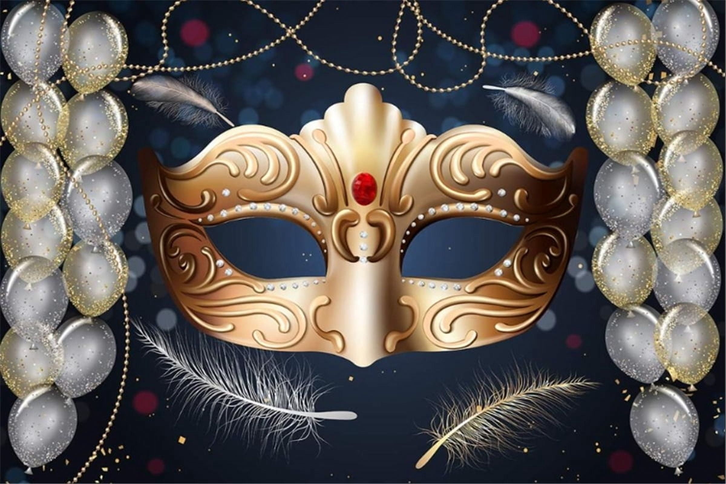 Masquerade Photography Backdrop Golden Mask Dark Retro Pattern Stage ...