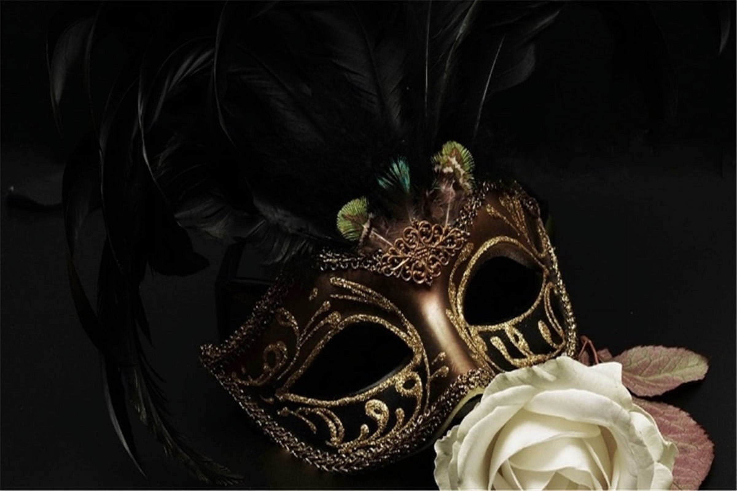 Masquerade Photography Backdrop Golden Mask Dark Retro Pattern Stage ...