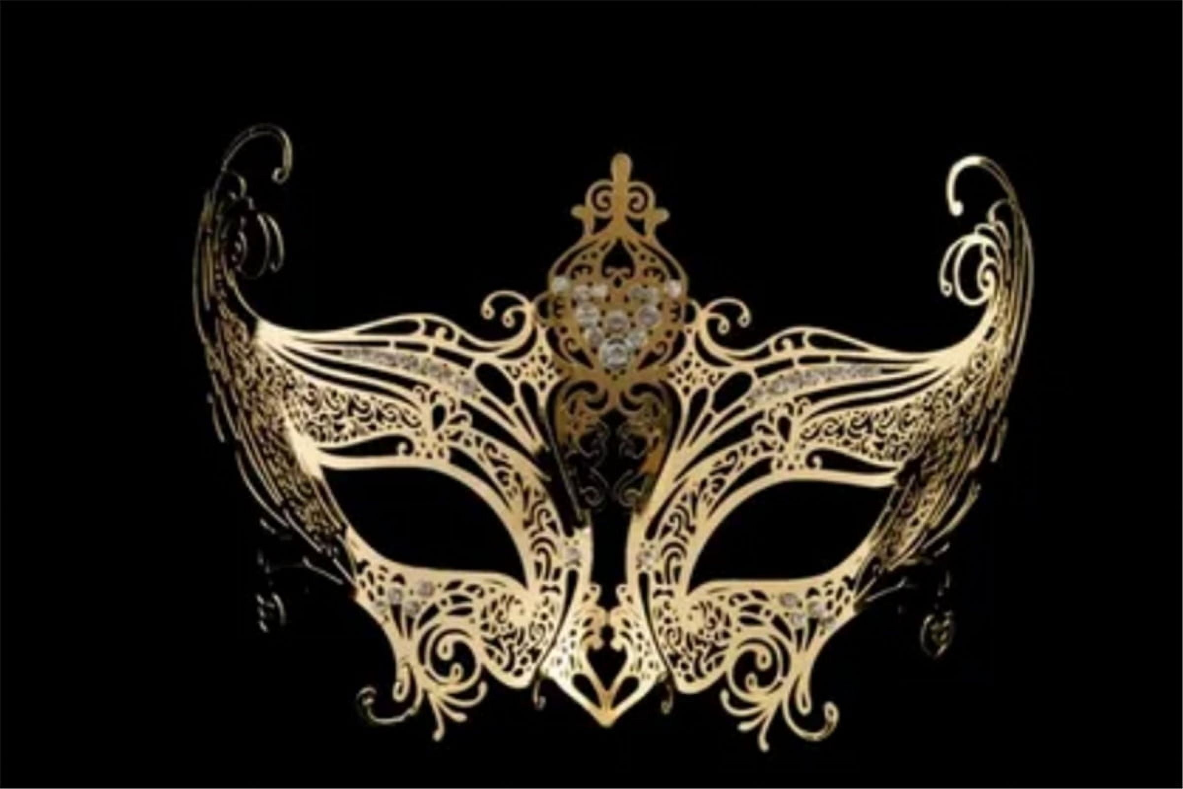 Masquerade Photography Backdrop Golden Mask Dark Retro Pattern Stage ...