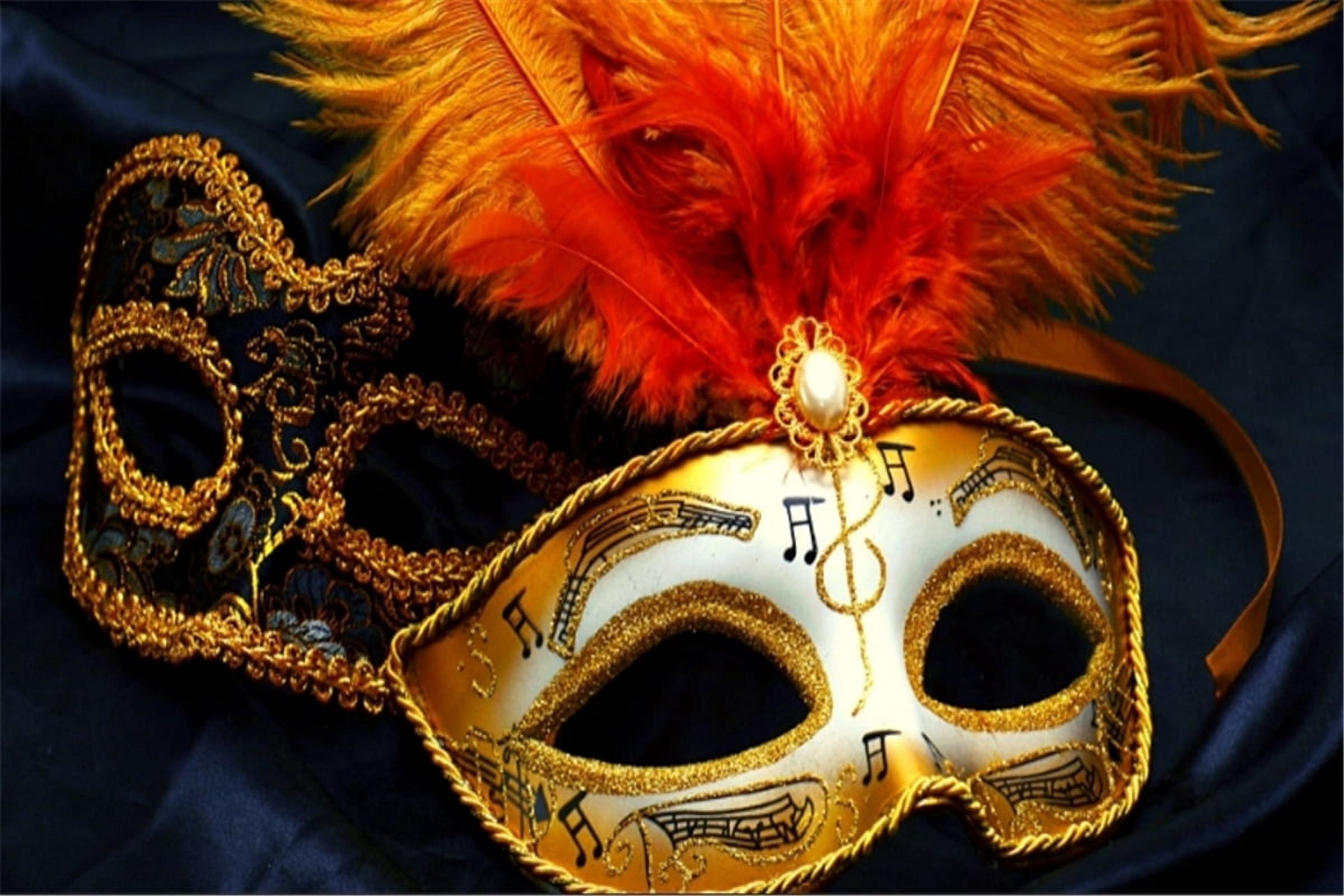 Masquerade Photography Backdrop Golden Mask Dark Retro Pattern Stage ...
