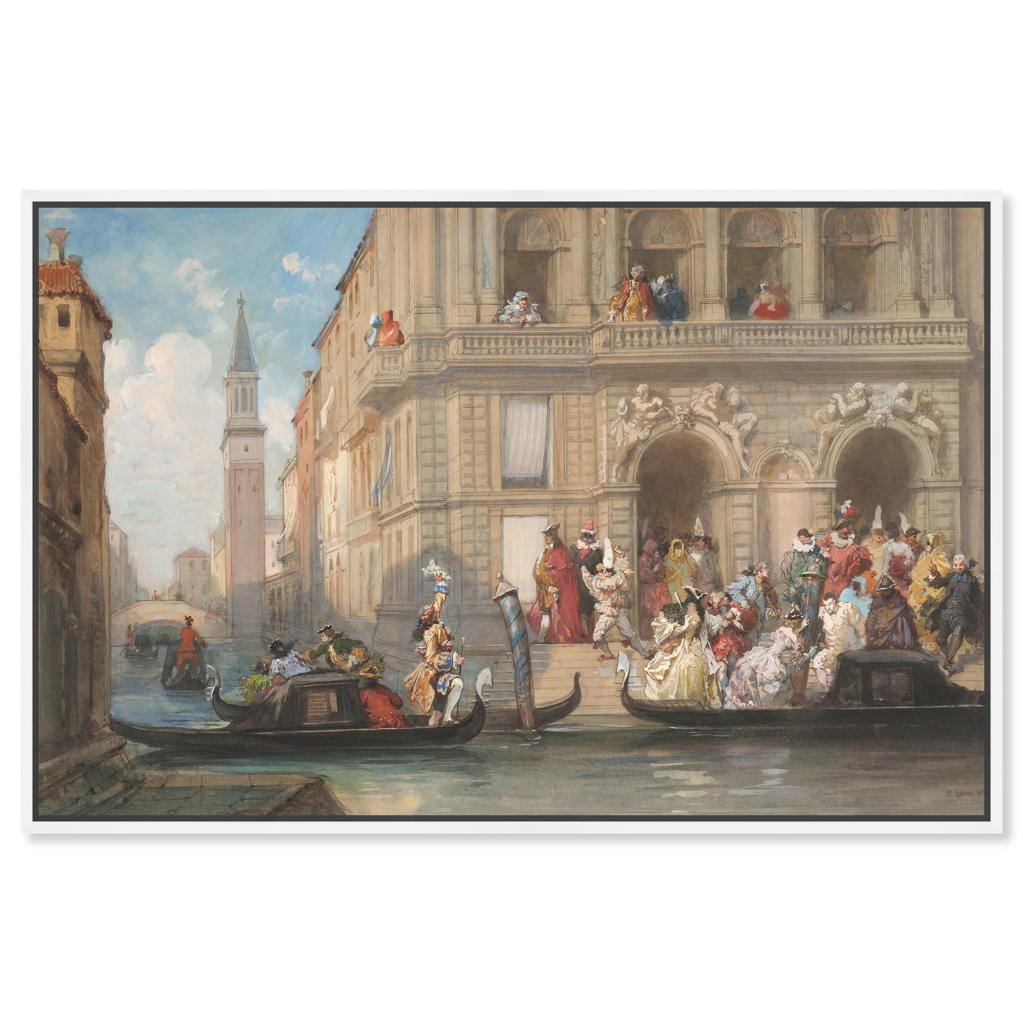 Masqueraders Boarding Gondola Canvas Coastal Classic Art by Art Remedy ...