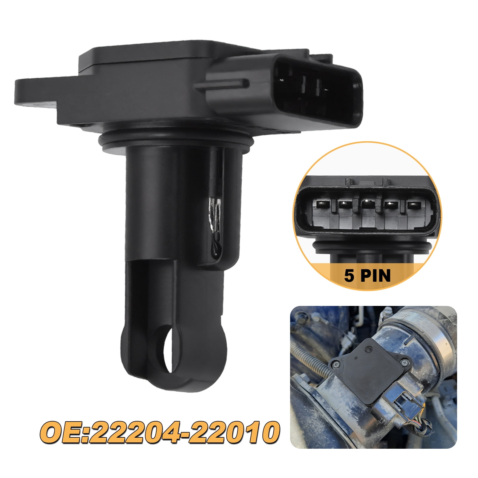 Mass Air Flow Meter Maf Sensor 22204 22010 5pin Fit For Toyota Denso