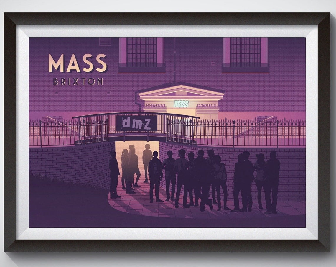 Mass Club Brixton Poster, Brixton Nightclub Print, Dmz, Paradise Soul ...