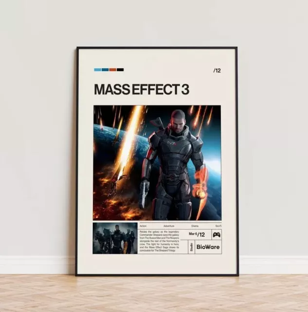 Mass Effect 3 Poster, Video Game Poster, Minimalist Game Print, Gaming ...