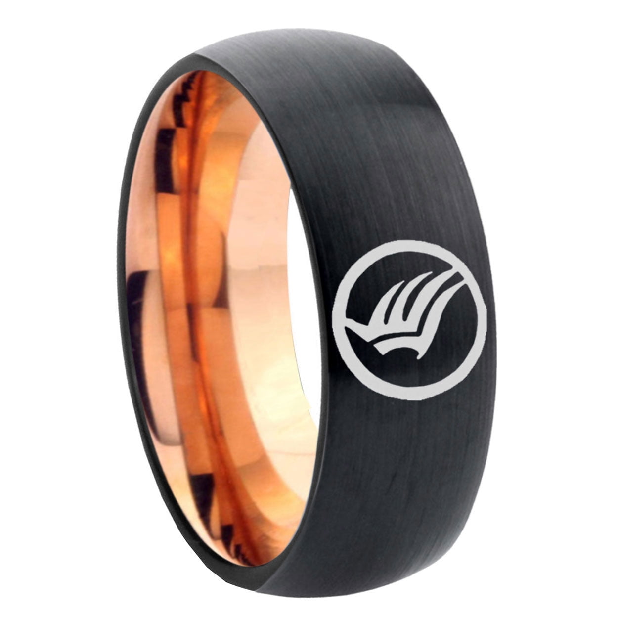 Mass Effect 8MM Matte Dome Black And Rose Gold Tungsten Wedding Ring ...