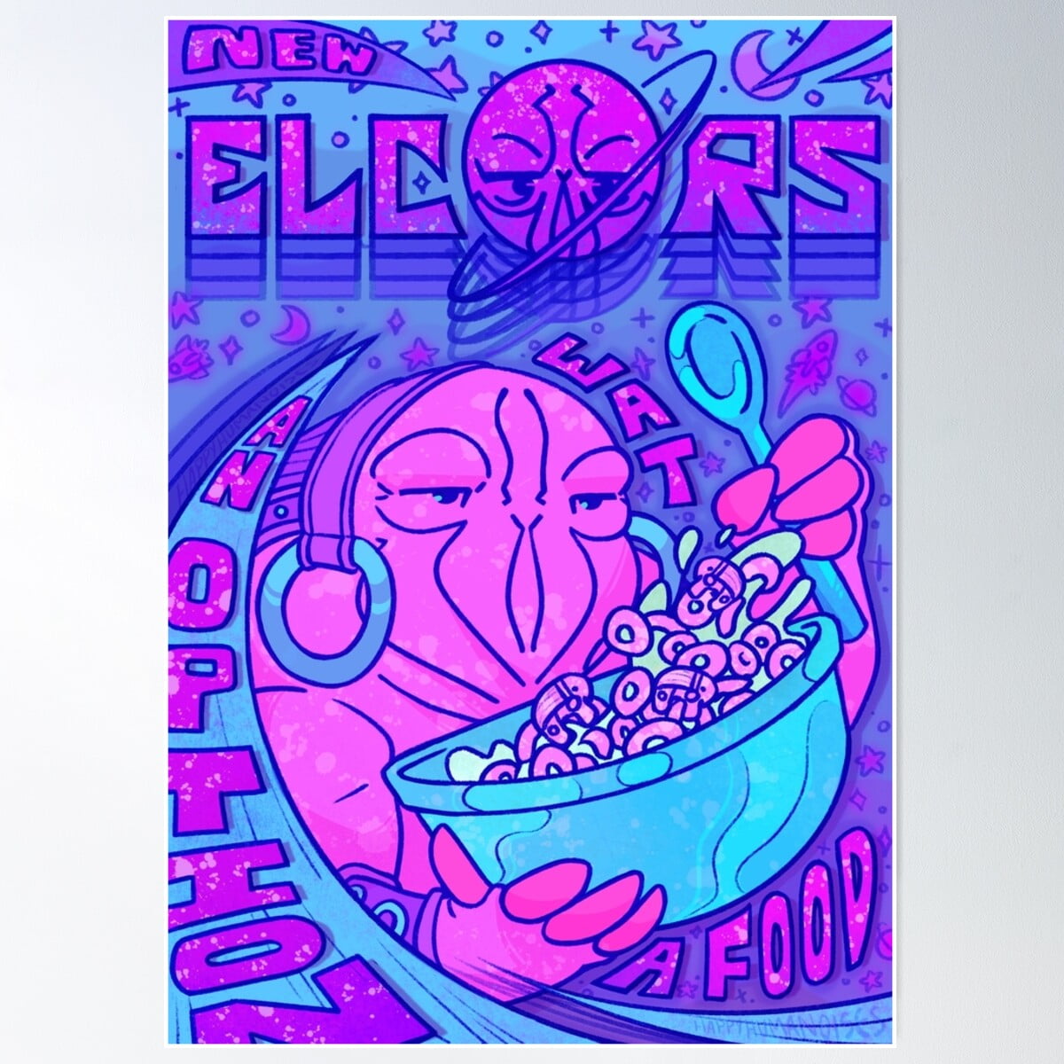 Mass Effect Elcor Cereal Elcors Neon Poster Art Poster Wall Art, Modern ...