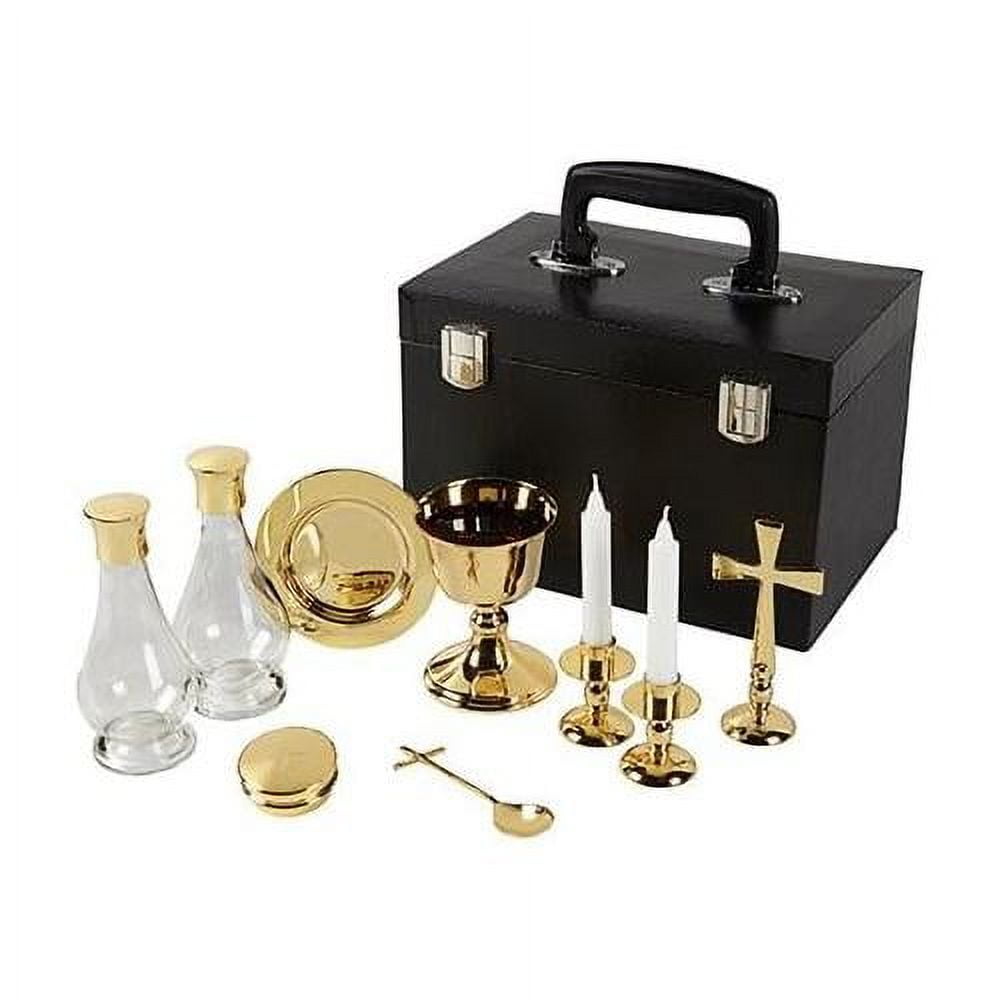 Mass Kit/Sick Call Set, Hard Case, POLISHED BRASS, Chalice, 2 Glass ...