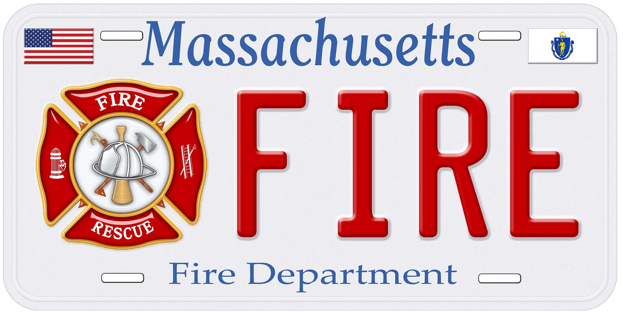 Massachusetts Fire And Rescue Novelty Car Auto License Plate - Walmart.com