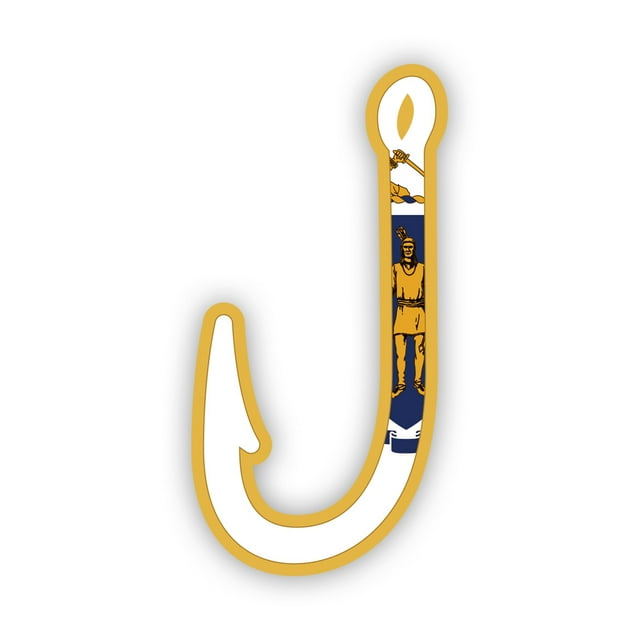 Massachusetts Fish Hook Sticker Decal - Self Adhesive Vinyl ...