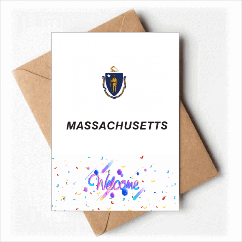 Massachusetts Flag Profile Welcome Back Greeting Cards Envelopes Blank ...