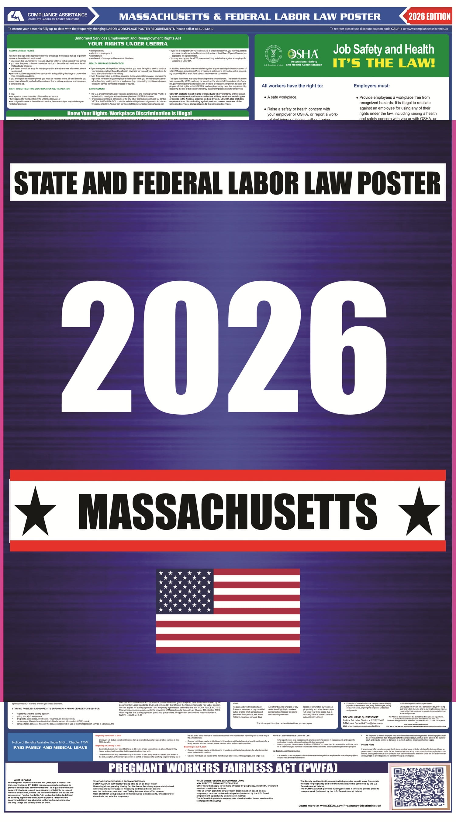 Massachusetts (MA) 2026 State Labor Law Poster - State, Federal and ...