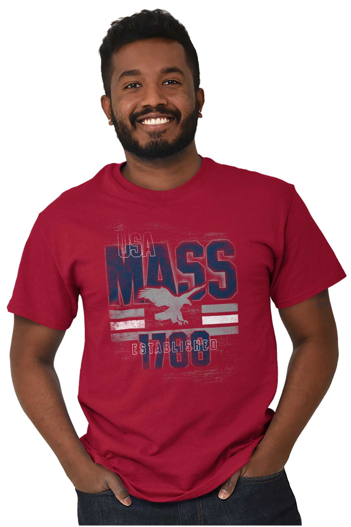 Massachusetts MA Vintage Eagle Cool Men's Graphic T Shirt Tees Brisco ...
