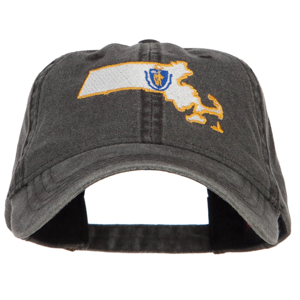 Massachusetts Map State Flag Embroidered Cap - Black OSFM - Walmart.com