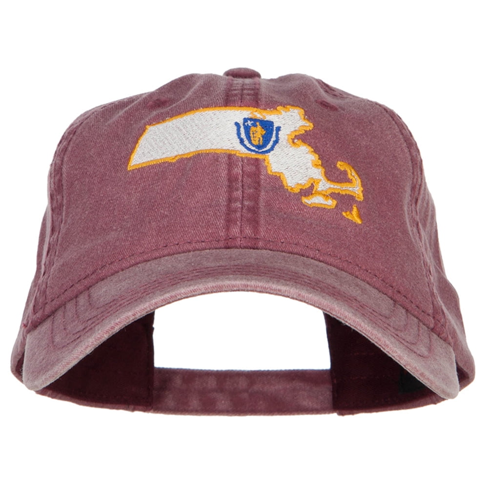 Massachusetts Map State Flag Embroidered Cap - Maroon OSFM - Walmart.com