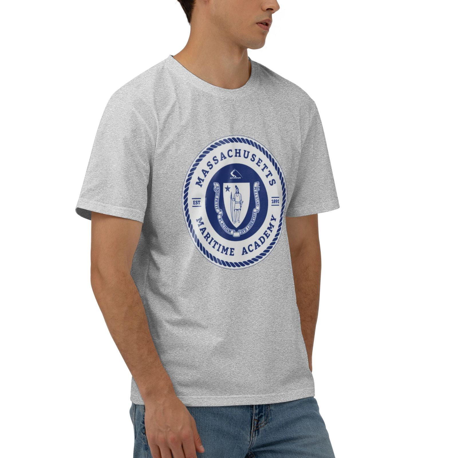 Massachusetts Maritime Academy Logo Men'S 170g Combed Cotton Short ...