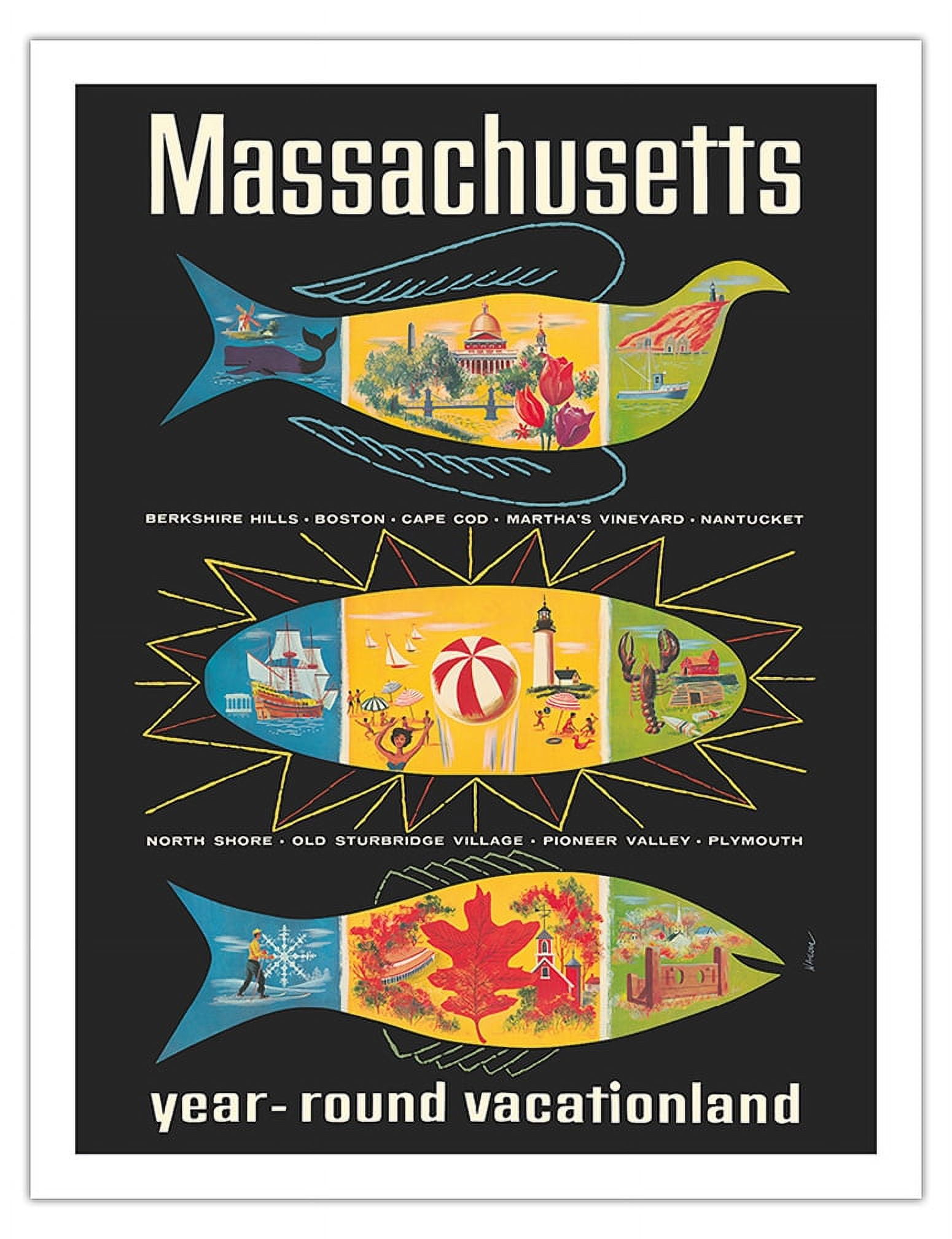 Massachusetts New England - Year-Round Vacationland - Vintage Travel ...
