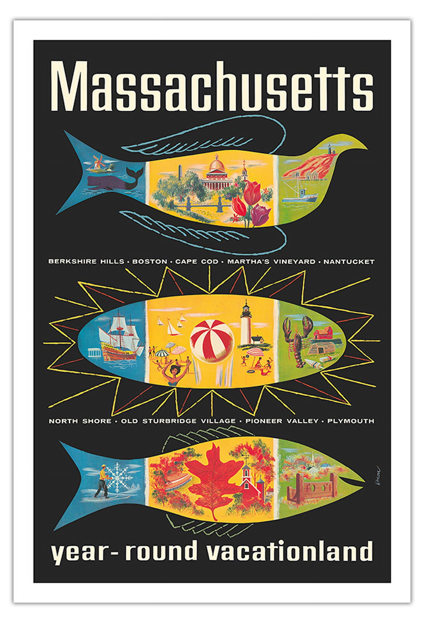 Massachusetts New England - Year-Round Vacationland - Vintage Travel ...