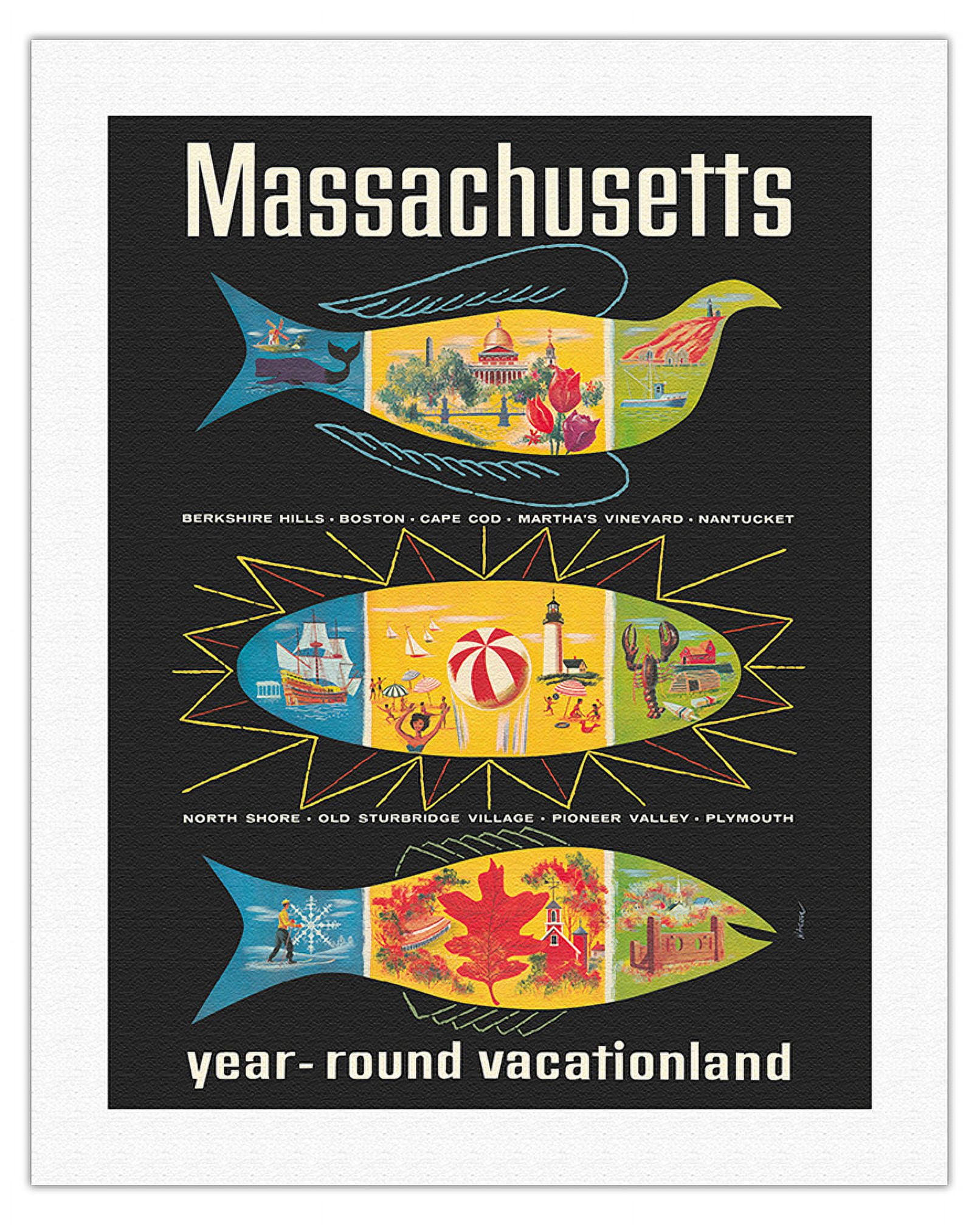 Massachusetts New England - Year-Round Vacationland - Vintage Travel ...