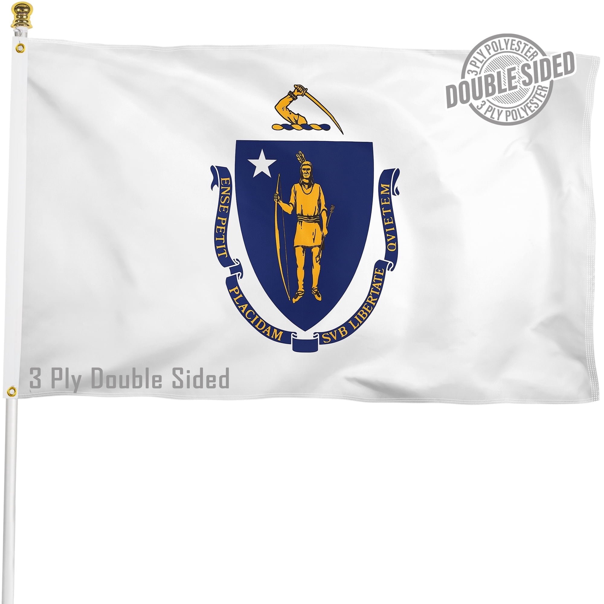 Massachusetts State Flag 3x5 ft Double Sided, Heavy Duty Durable ...