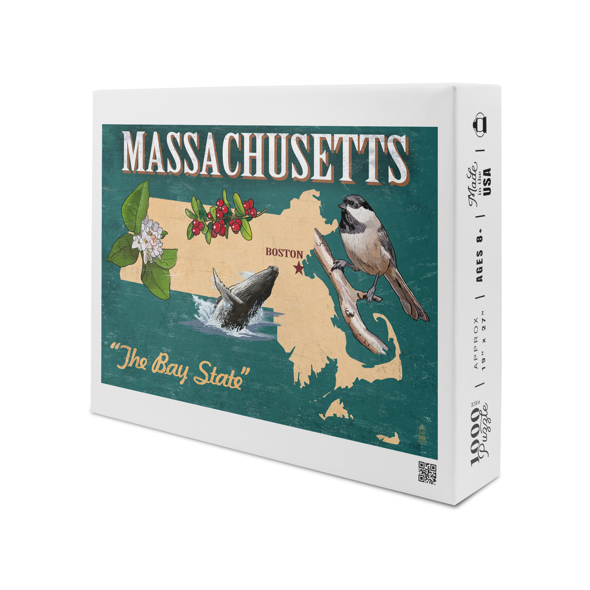 Massachusetts, State Icons (1000 Piece Puzzle, Size 19x27, Challenging ...