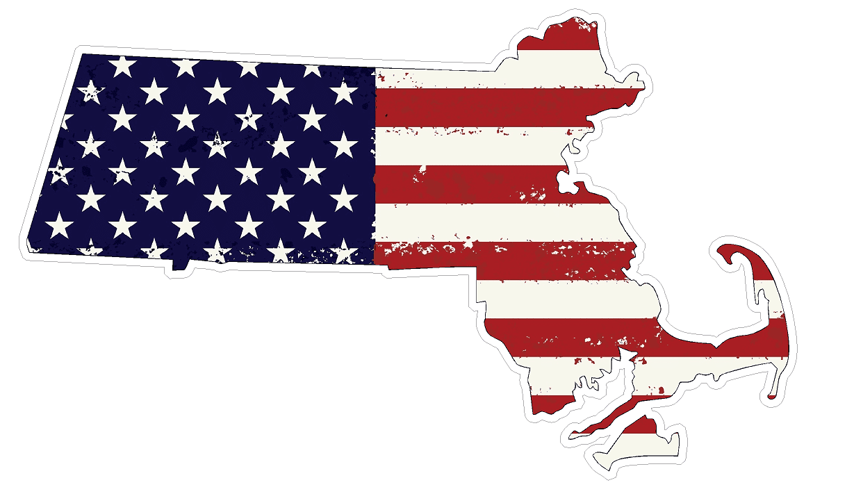 Massachusetts State (J22) USA Flag Distressed Vinyl Decal Sticker Car ...