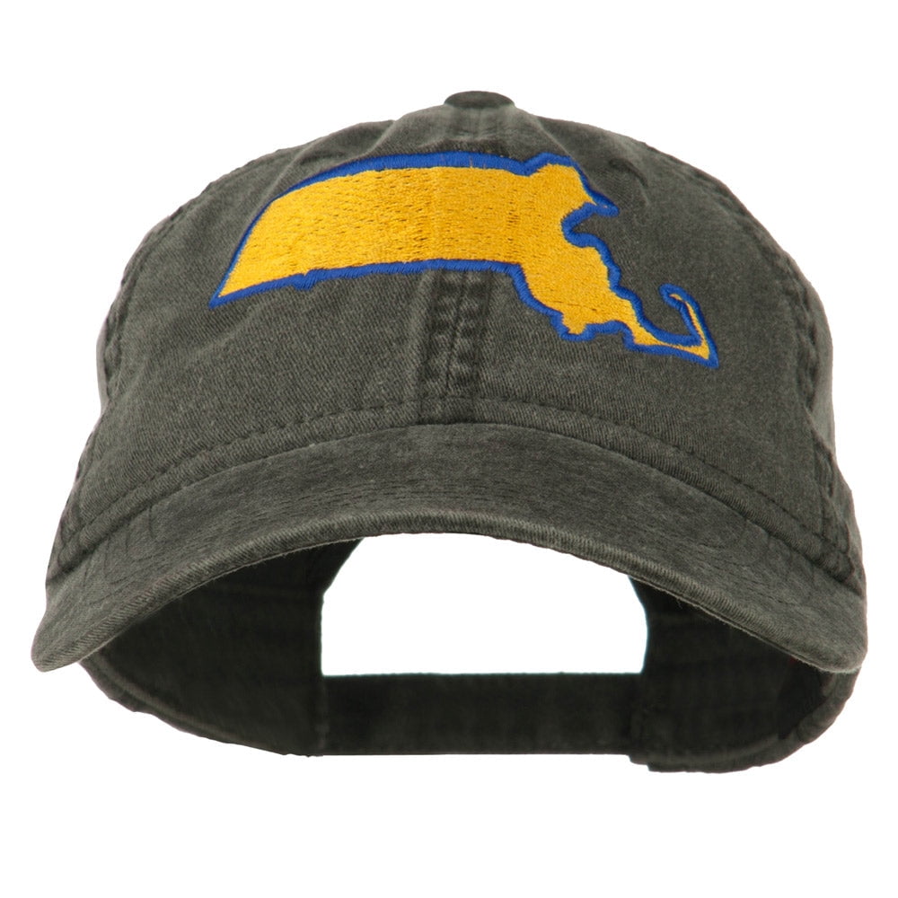 Massachusetts State Map Embroidered Washed Cap - Black OSFM - Walmart.com