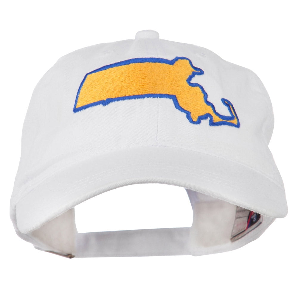 Massachusetts State Map Embroidered Washed Cap - White OSFM - Walmart.com