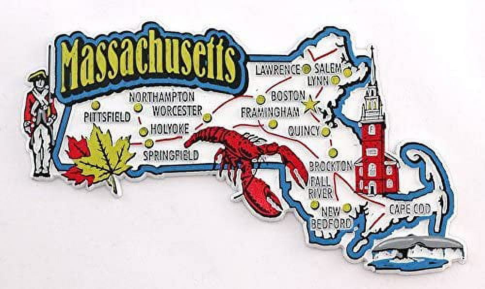Massachusetts State Map and Landmarks Collage Magnet FMC - Walmart.com