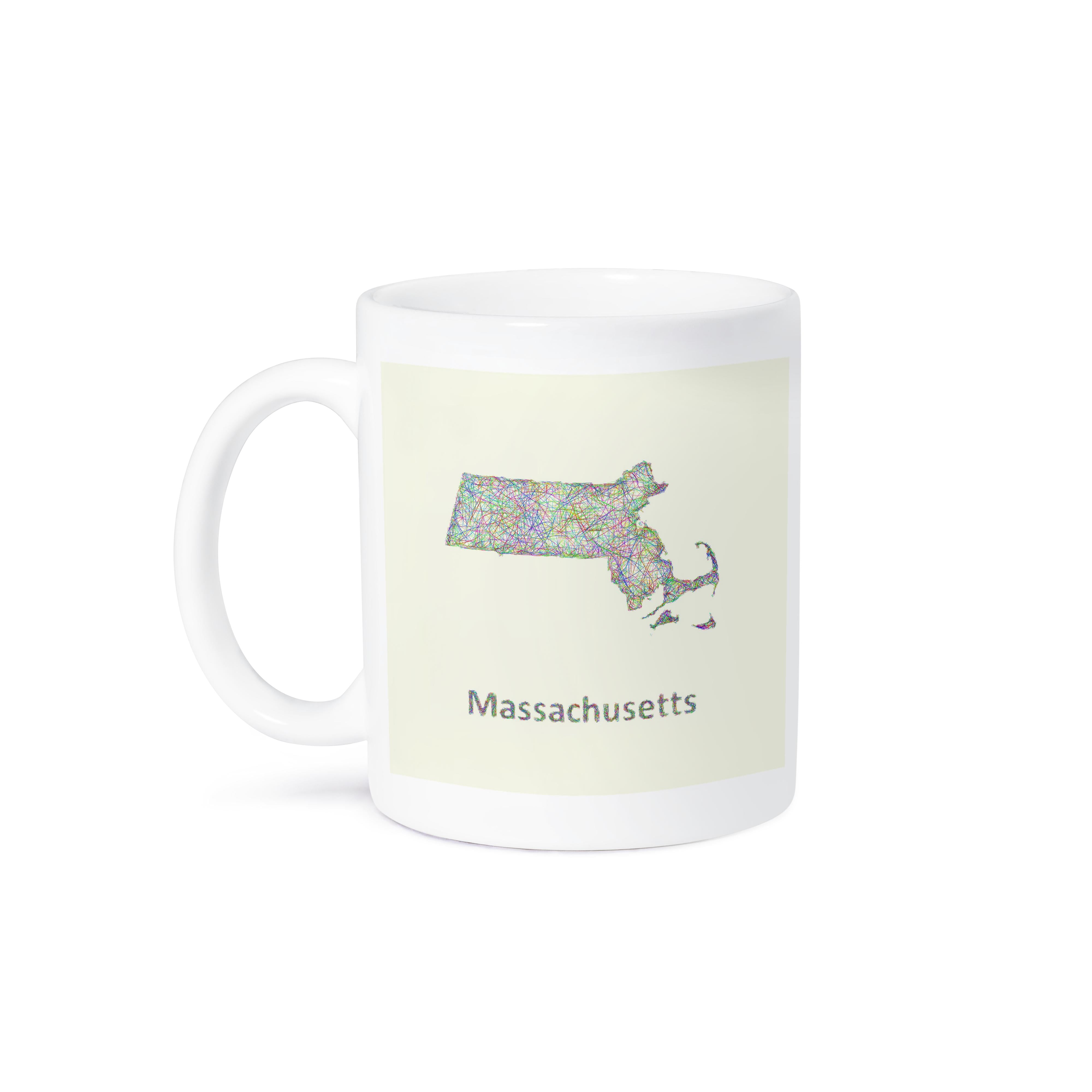 3dRose, Massachusetts State Map - colorful line art graphic design ...