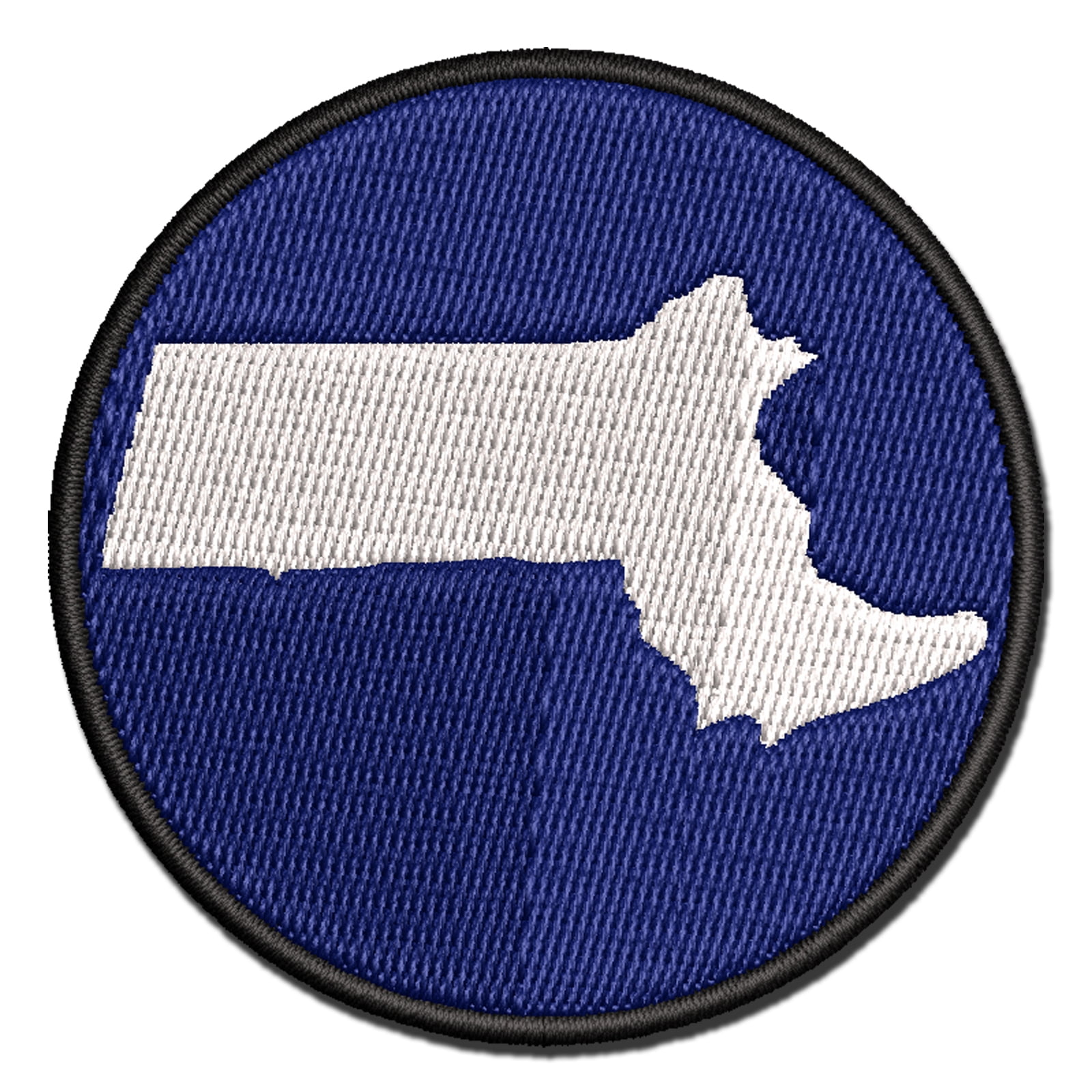 Massachusetts State Silhouette Applique Multi-Color Embroidered Hook & Loop Patch - 2.5 Inch ...