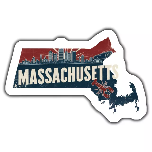 Massachusetts State Sticker, Travel Souvenir Decal, Vintage ...