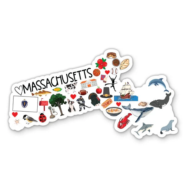 Massachusetts State Travel Sticker Phone Decal Water Bottle Stickers ...