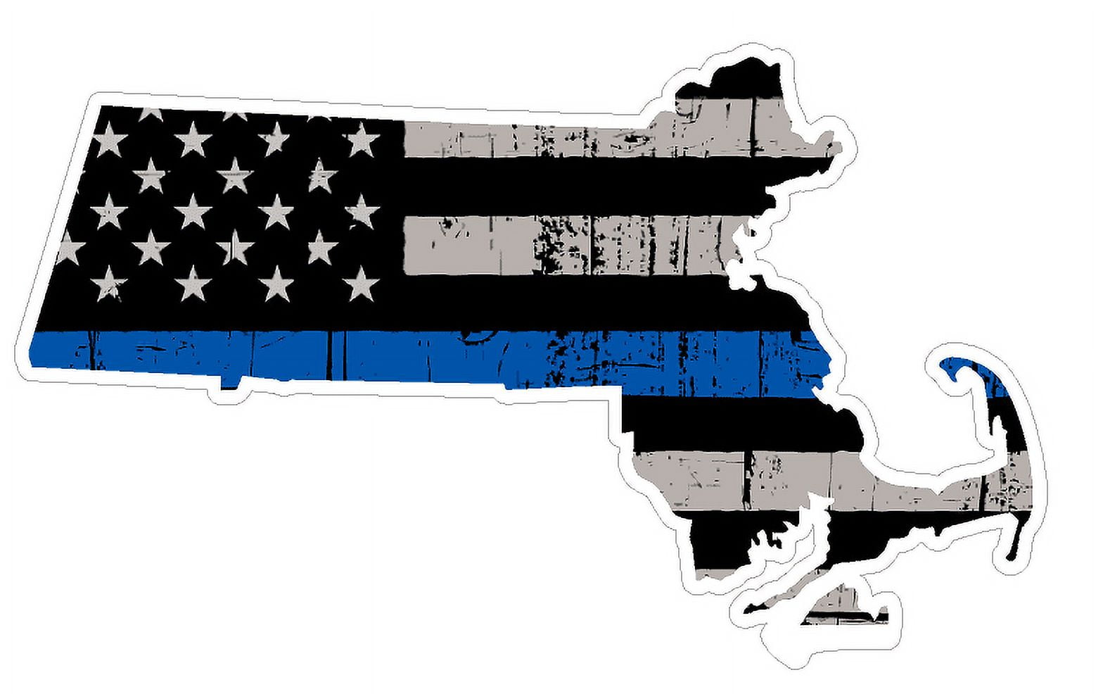 Massachusetts State (V22) Thin Blue Line Vinyl Decal Sticker Car/Truck ...
