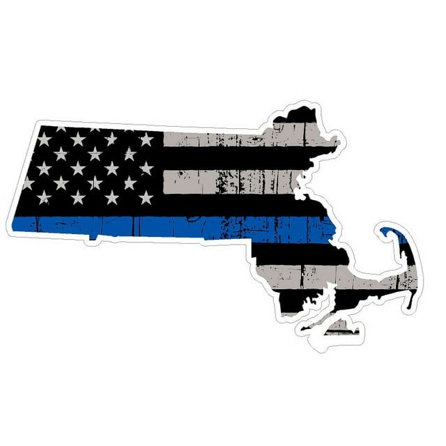 Massachusetts State (V22) Thin Blue Line Vinyl Decal Sticker Car/Truck ...
