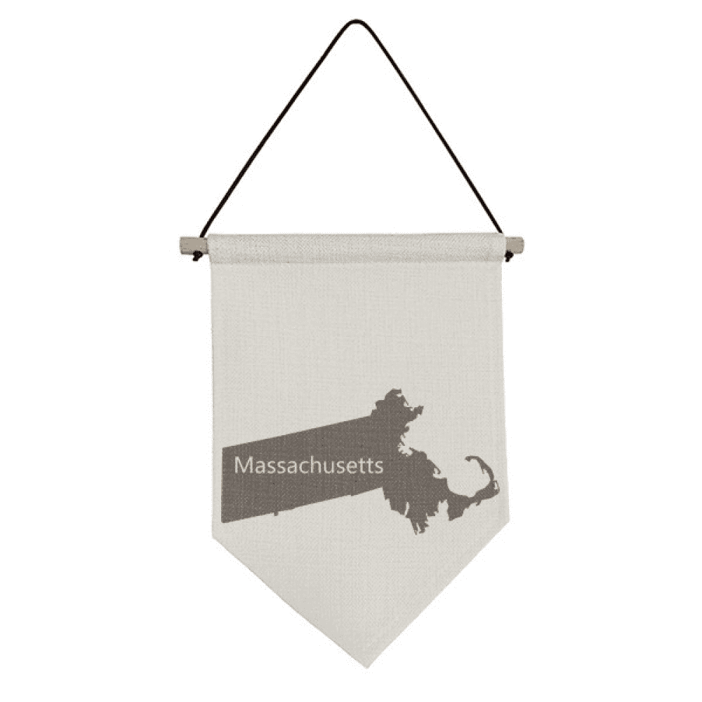 Massachusetts USA Map Outline Canvas Flag Hanging Wall Art Decor Banner ...