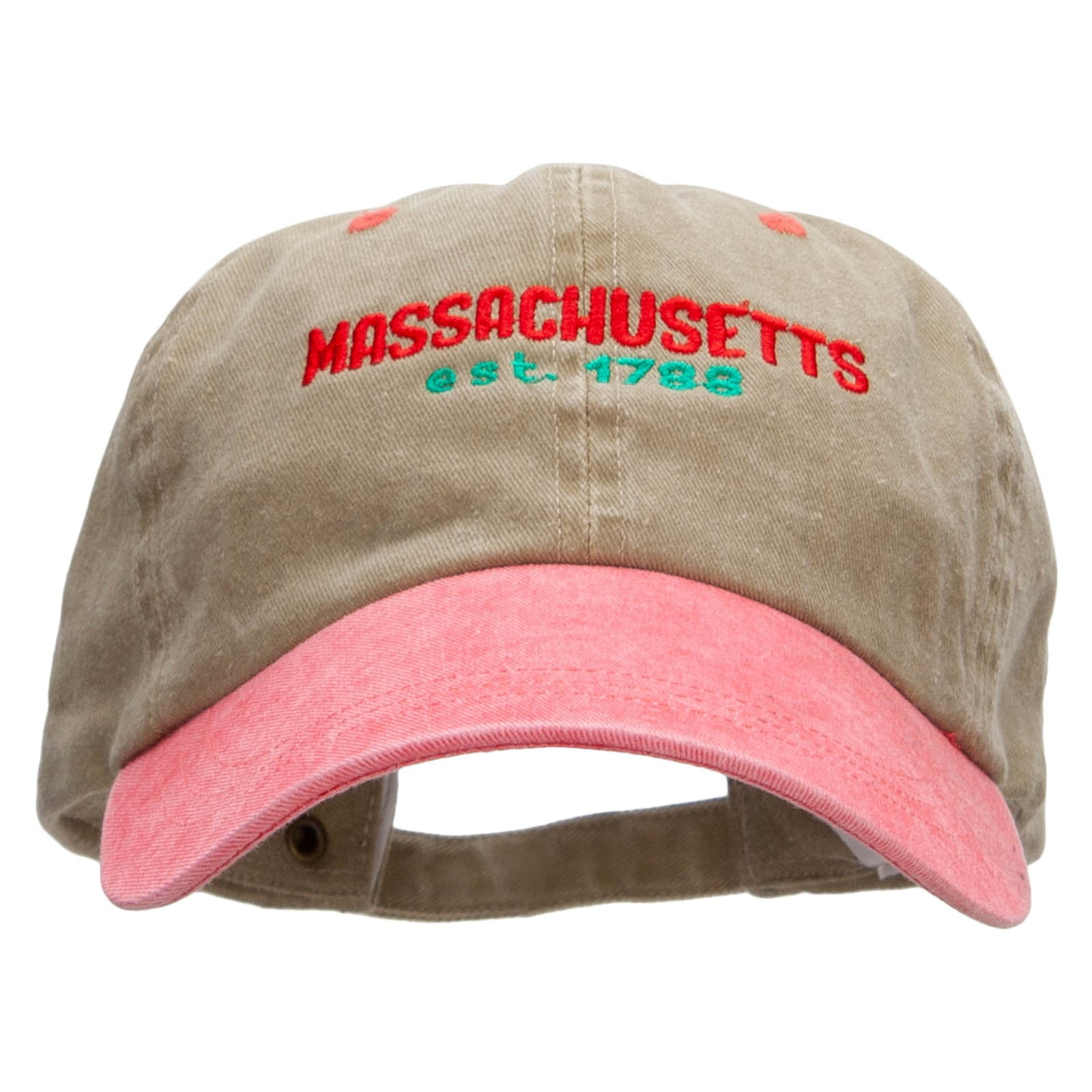 Massachusetts Year Established Embroidered Pigment Dyed Wash Cap ...
