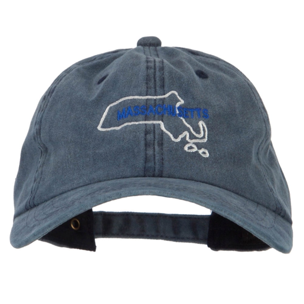 Massachusetts with Map Outline Embroidered Washed Cotton Twill Cap ...
