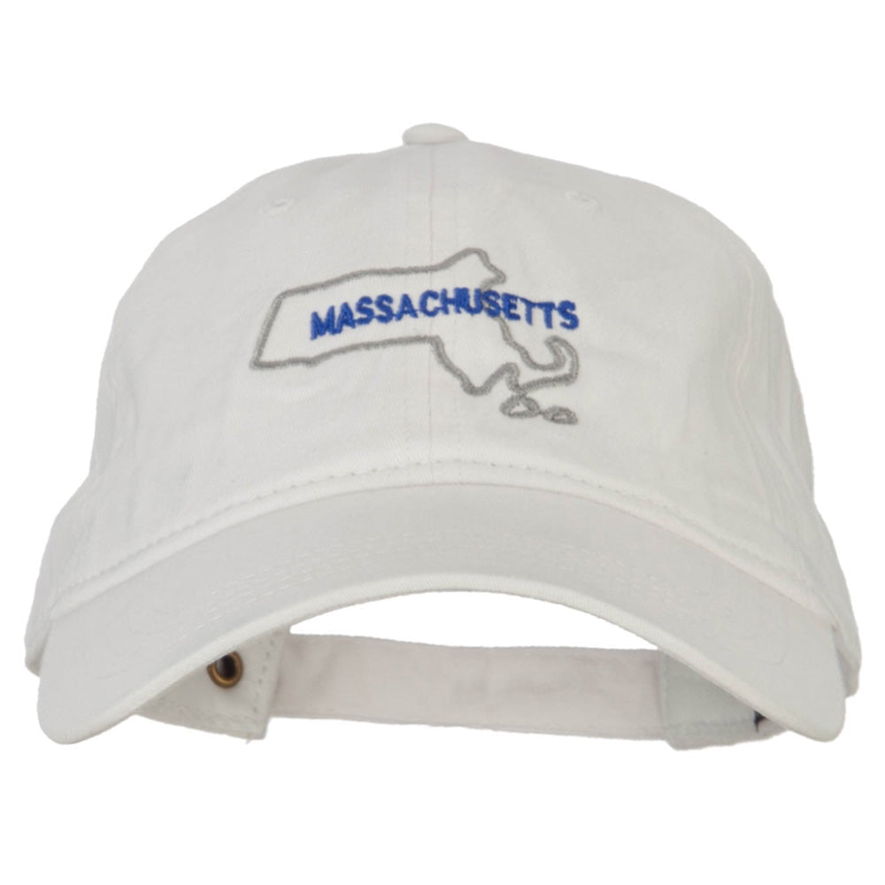 Massachusetts with Map Outline Embroidered Washed Cotton Twill Cap ...